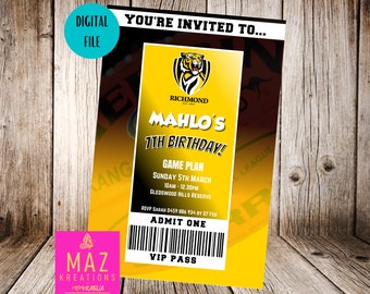 Carlton Football Club AFL Themed Birthday Invitation DIGITAL PRINT ...