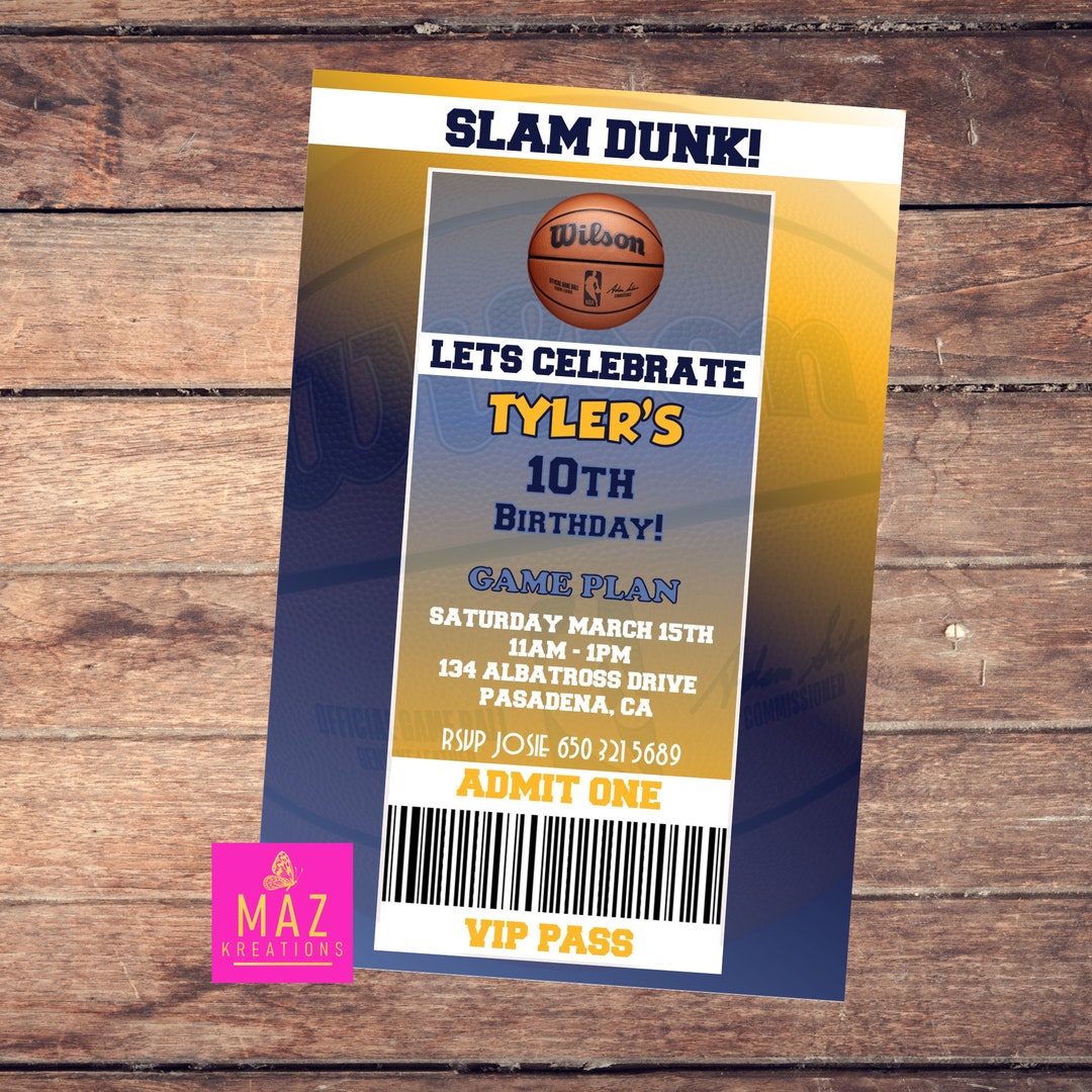 Memphis Grizzlies Basketball NBA Themed Birthday Invitations DIGITAL ...