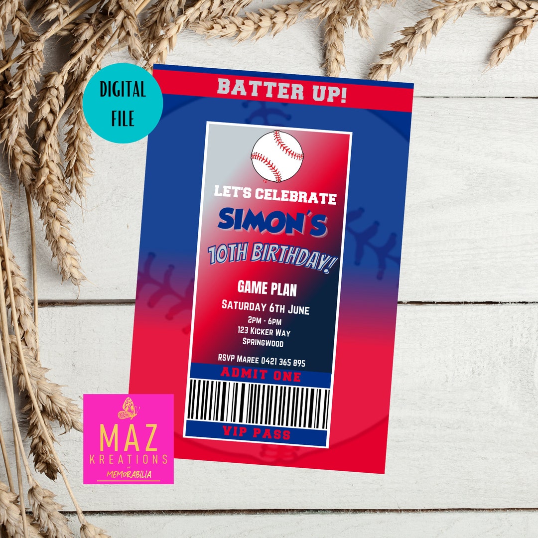Yankees - Baseball Themed Birthday Invitations - DIGITAL PRINT - Etsy