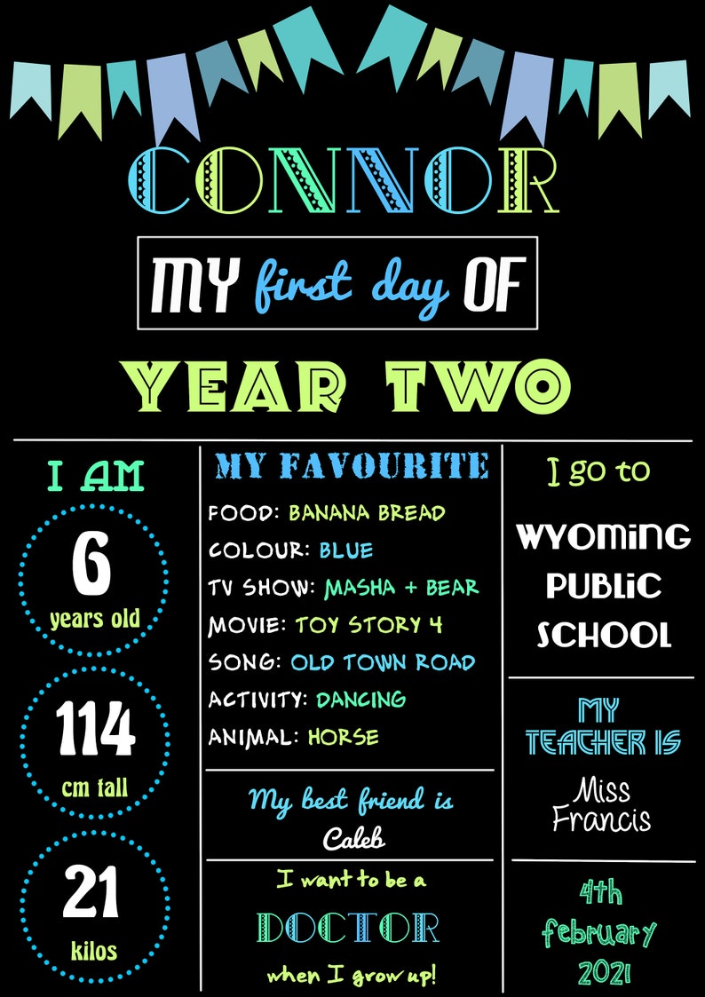 First Day of School Boy Any Year of School DIGITAL PRINT - Etsy