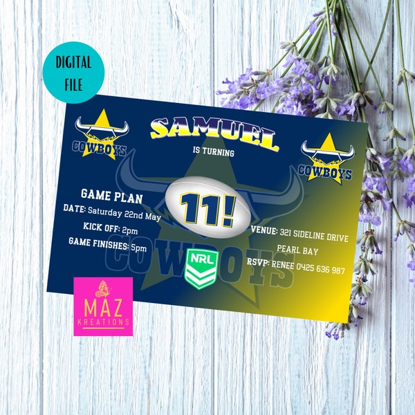 Nrl Invitation - Etsy Australia