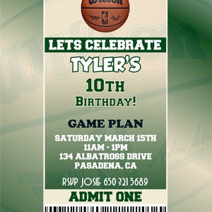 Milwaukee Bucks Basketball NBA Themed Birthday Invitations DIGITAL ...