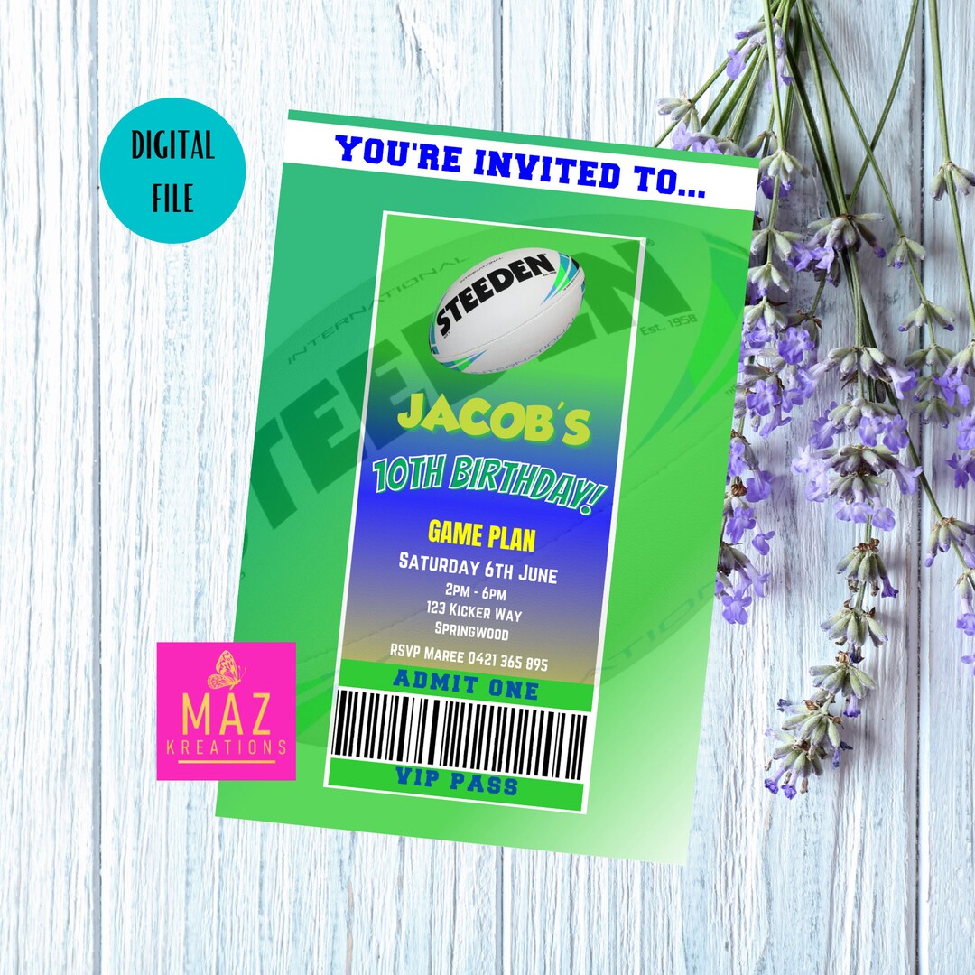 Canberra Raiders - NRL Themed Birthday Invitations - DIGITAL PRINT - Etsy