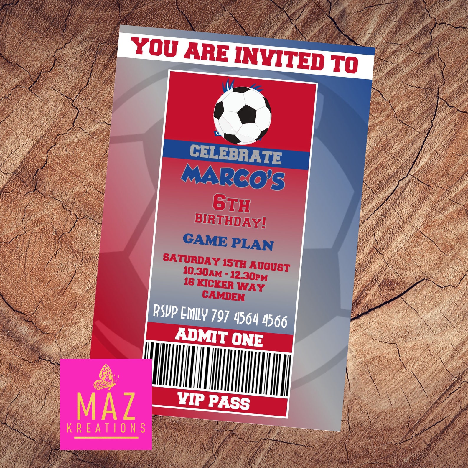 Soccer Themed Birthday Invitations DIGITAL PRINT in Your EPL Team ...