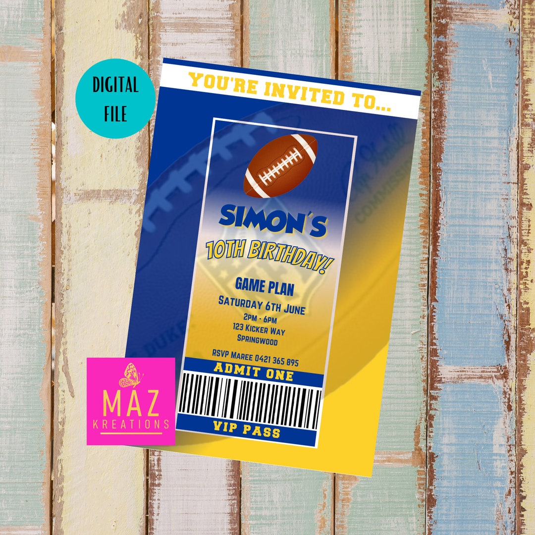 Rams - Football Themed Birthday Invitations - DIGITAL PRINT - Etsy