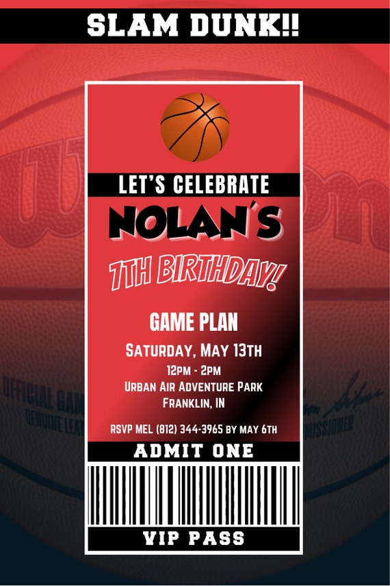 Portland Basketball Birthday Invitations