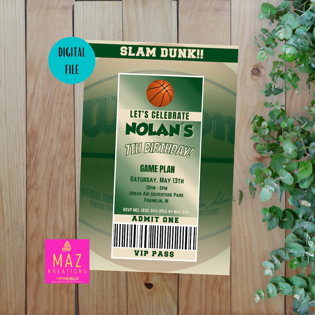 Milwaukee Bucks - Basketball NBA Themed Birthday Invitations - DIGITAL ...