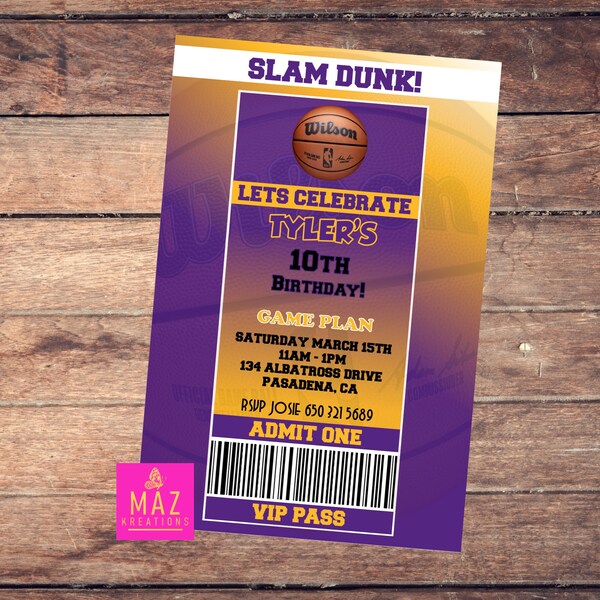 Lakers Invitations - Etsy