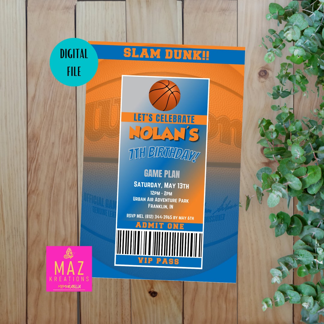 New York Knicks - Basketball NBA Themed Birthday Invitations - DIGITAL ...