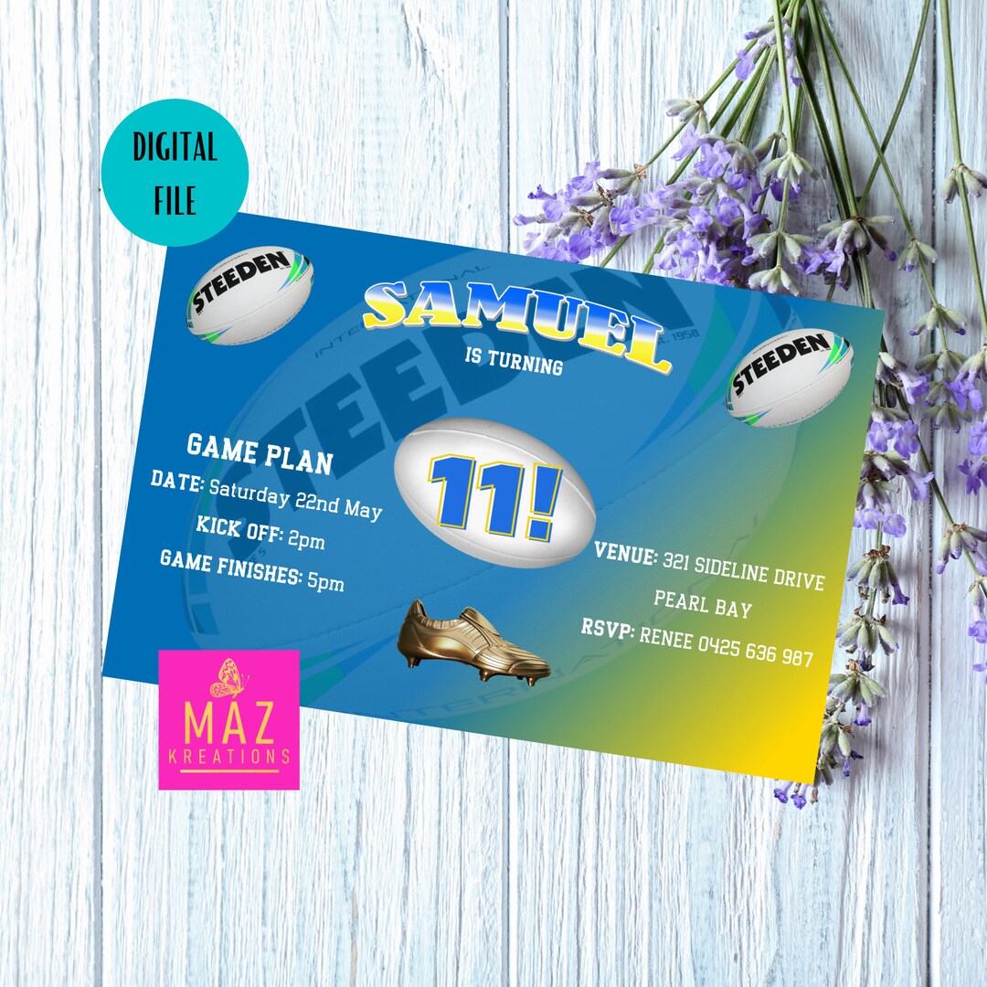 Parramatta Eels - NRL Themed Birthday Invitation - DIGITAL PRINT - Etsy