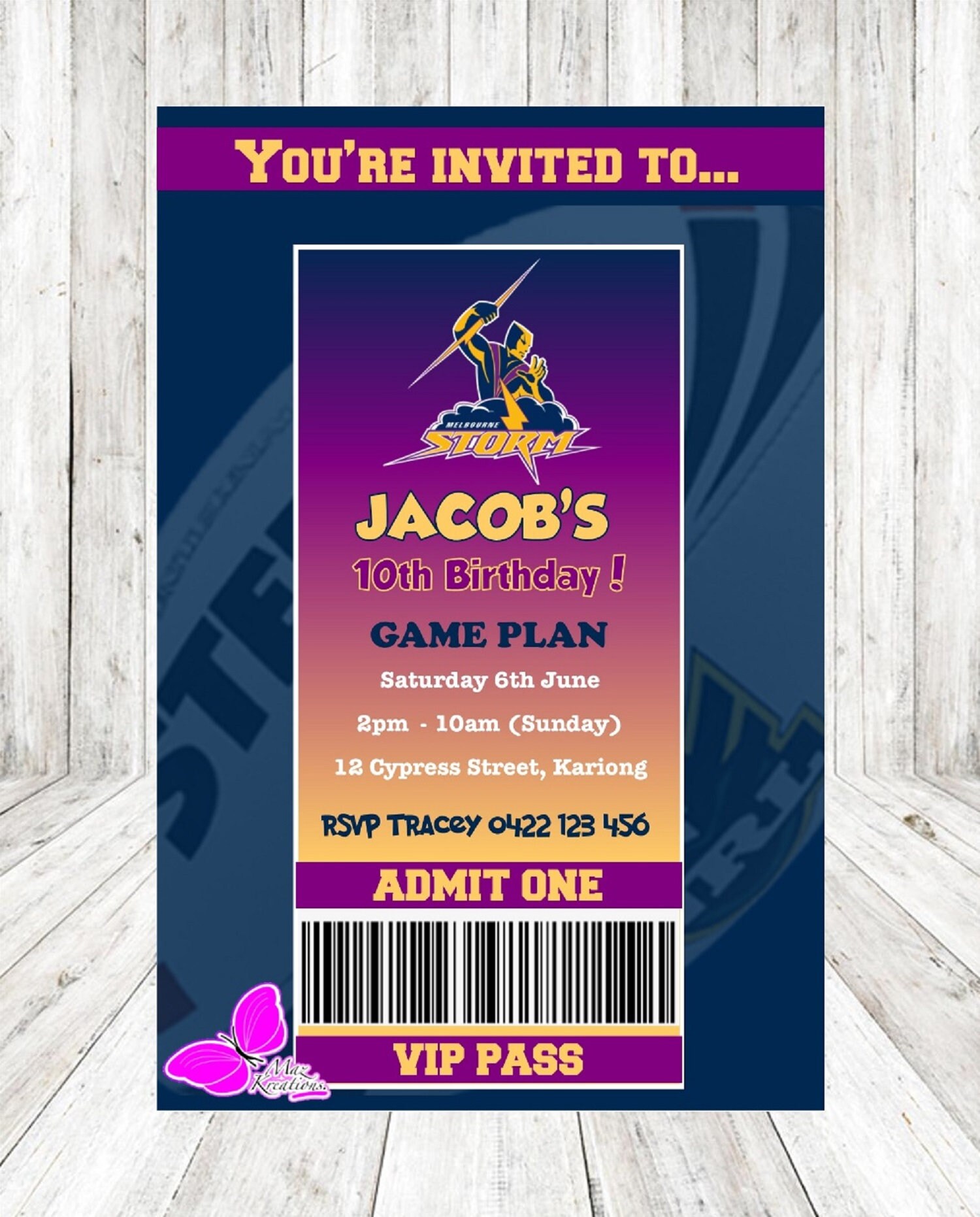 NRL themed Birthday Invitations DIGITAL PRINT | Etsy