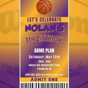 Los Angeles Lakers - Basketball NBA Themed Birthday Invitations ...