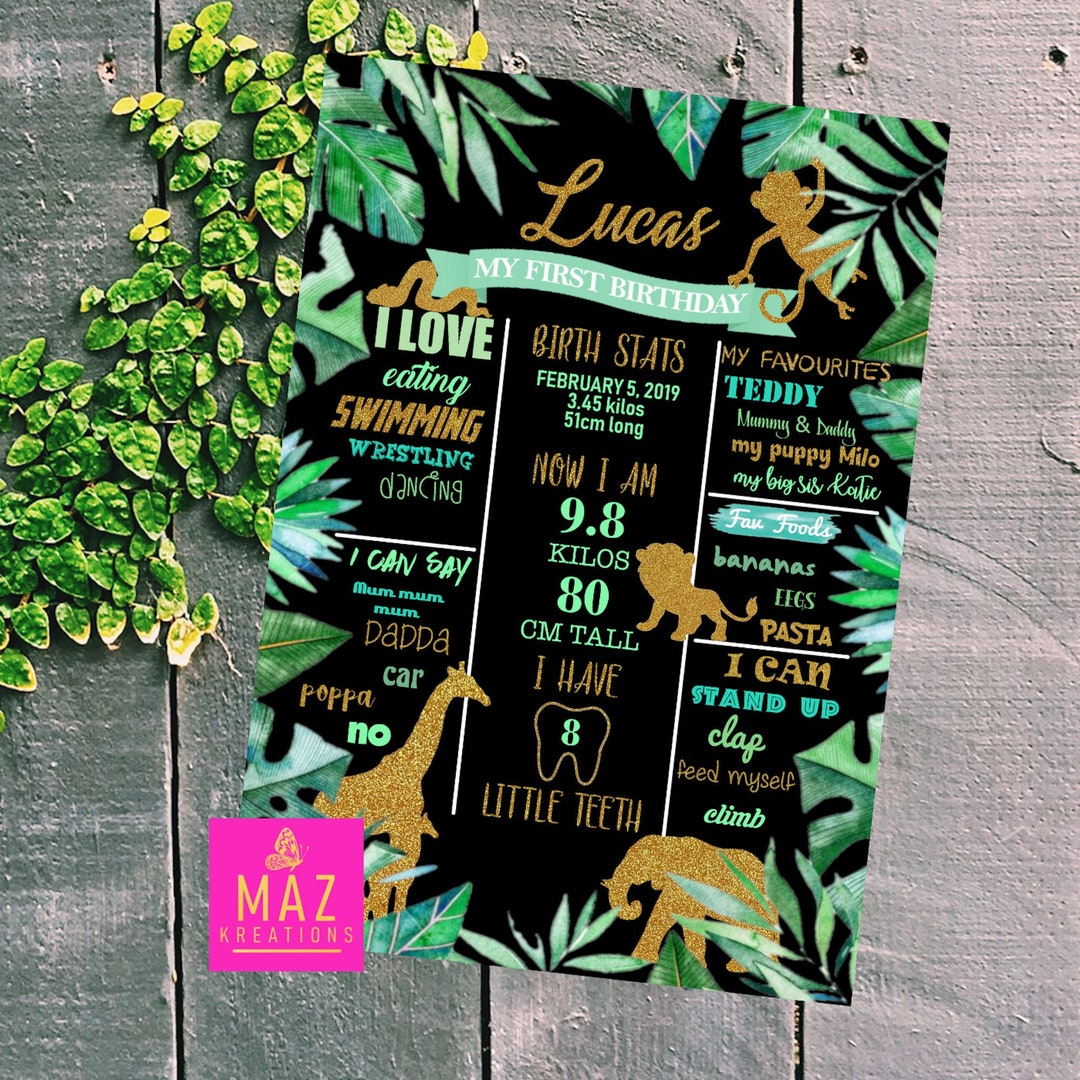 Jungle Theme Birthday Poster - DIGITAL PRINT - Etsy
