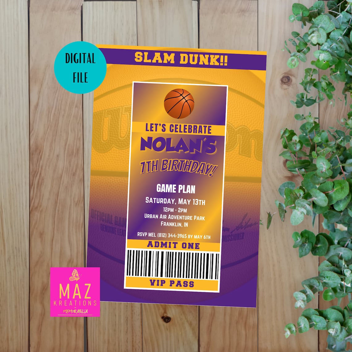 Los Angeles Lakers - Basketball NBA Themed Birthday Invitations ...