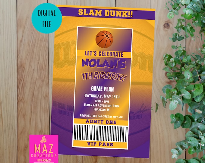 Los Angeles Lakers - Basketball NBA Themed Birthday Invitations ...