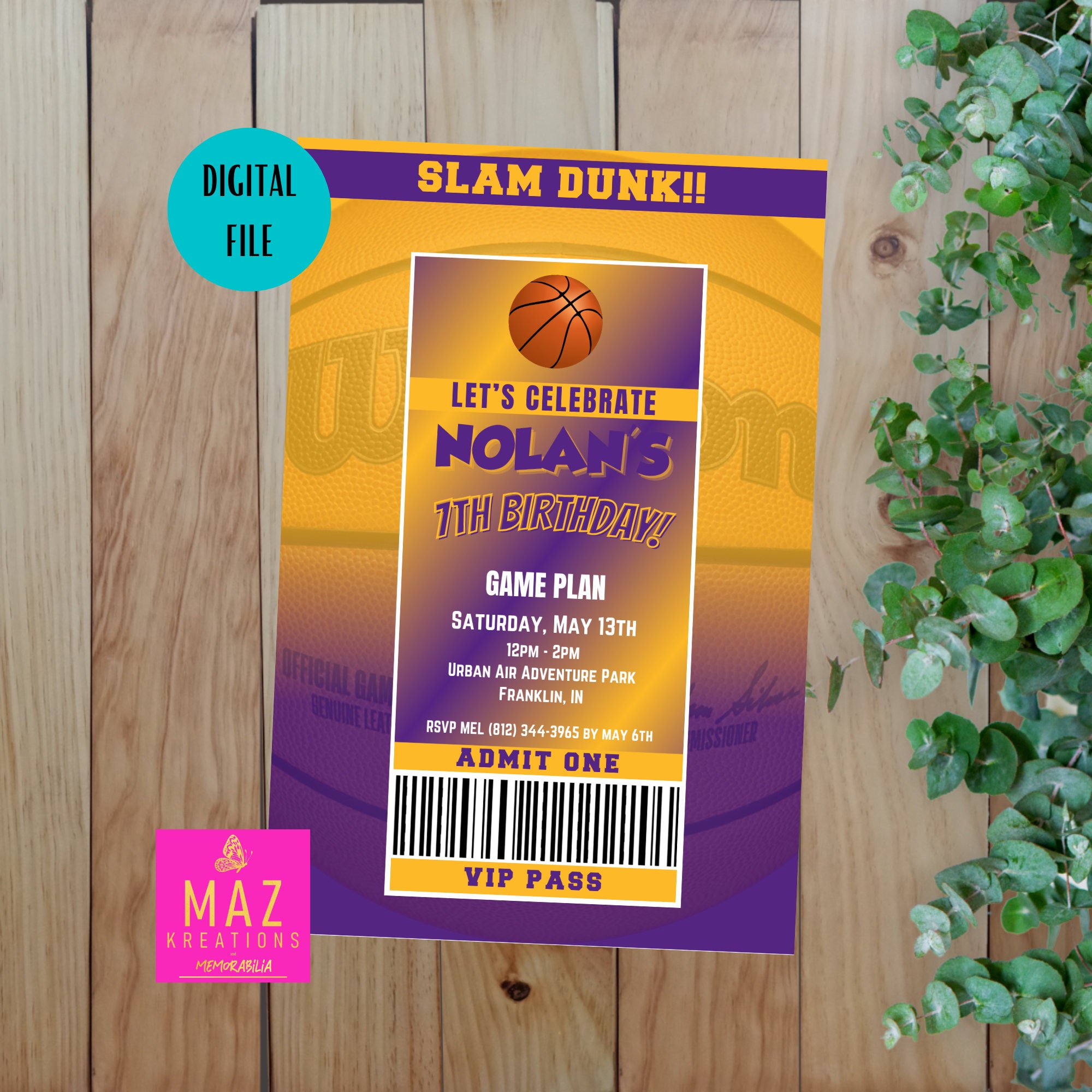 Los Angeles Lakers - Basketball NBA Themed Birthday Invitations ...