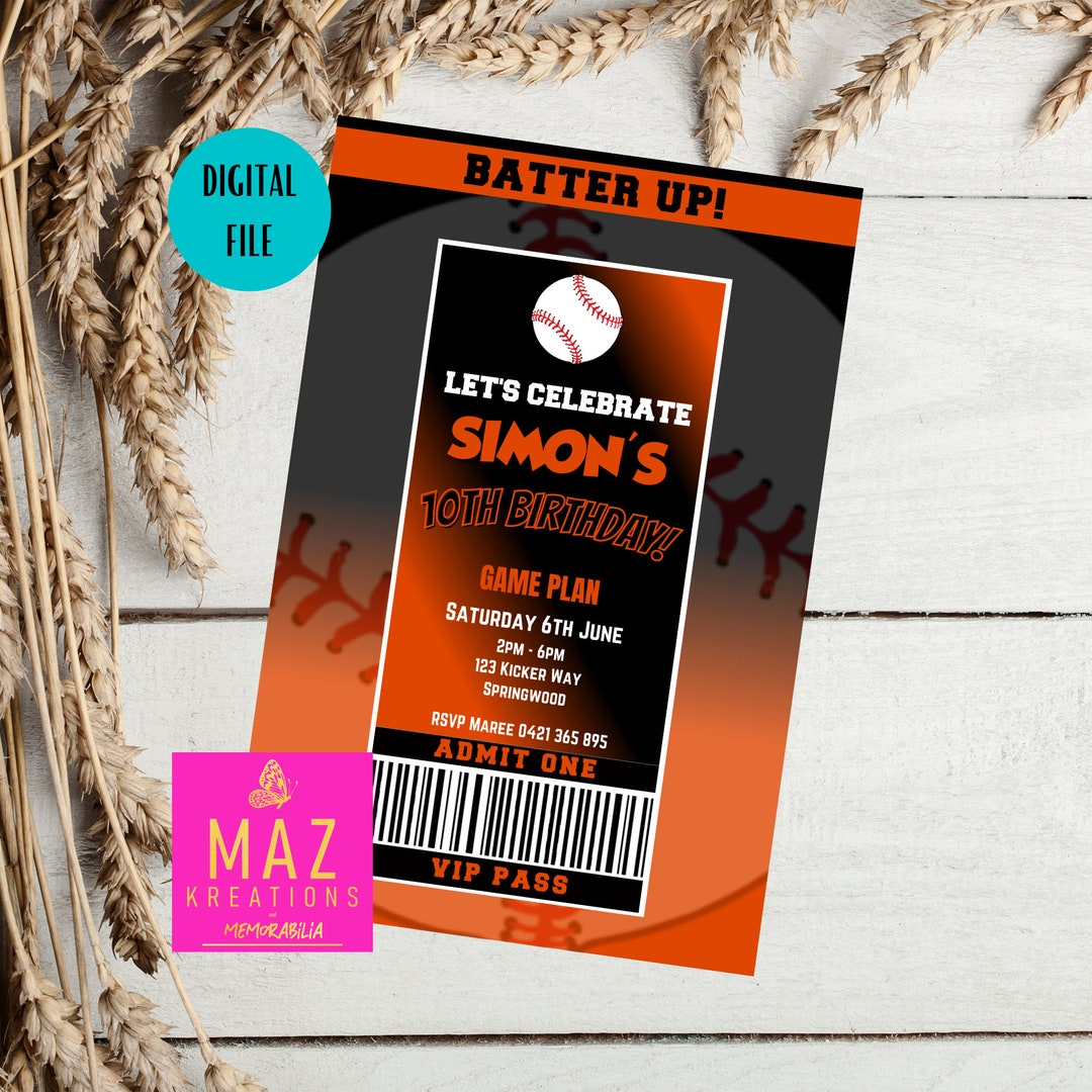 Orioles - Baseball Themed Birthday Invitations - DIGITAL PRINT - Etsy