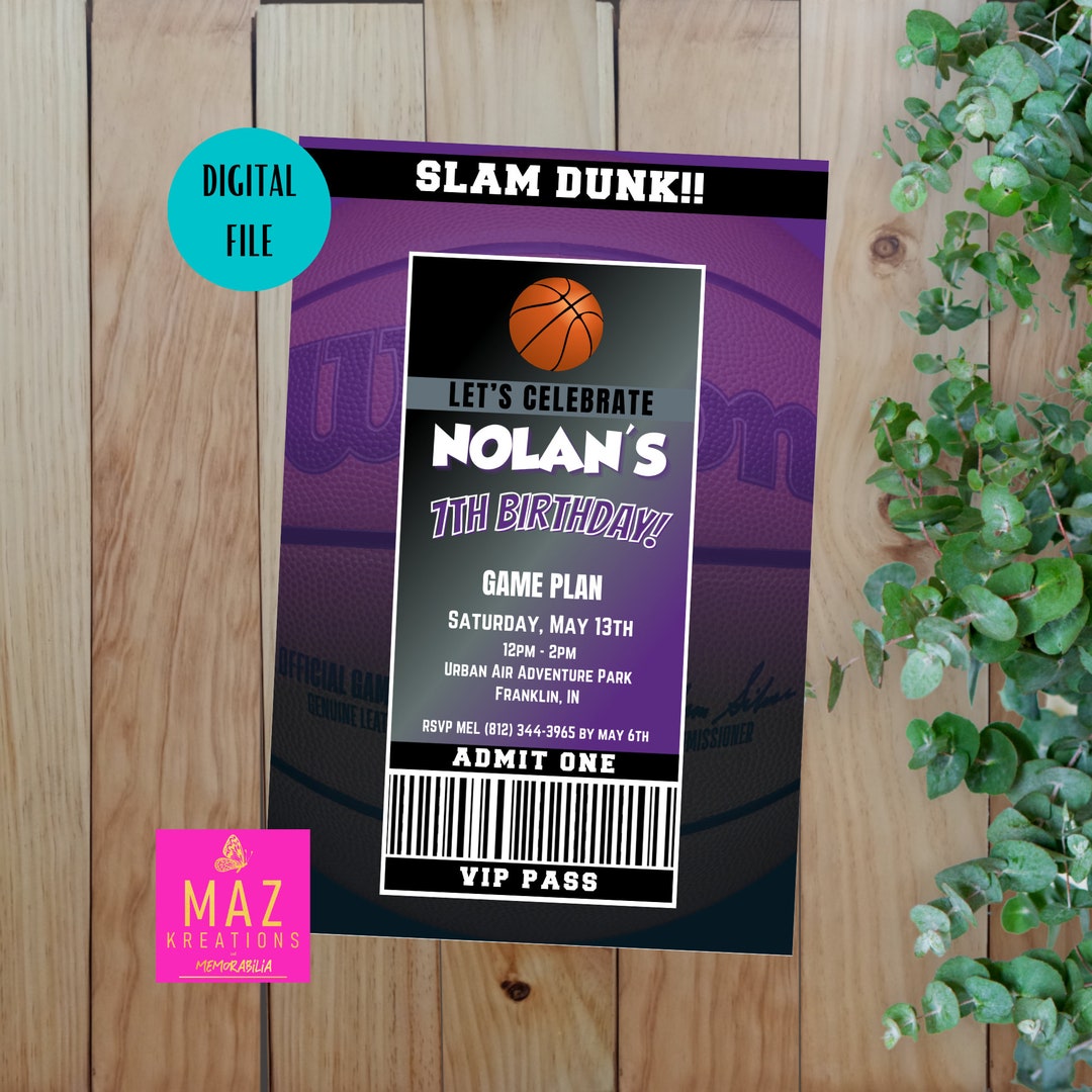 Sacramento Kings - Basketball NBA Themed Birthday Invitations - DIGITAL ...