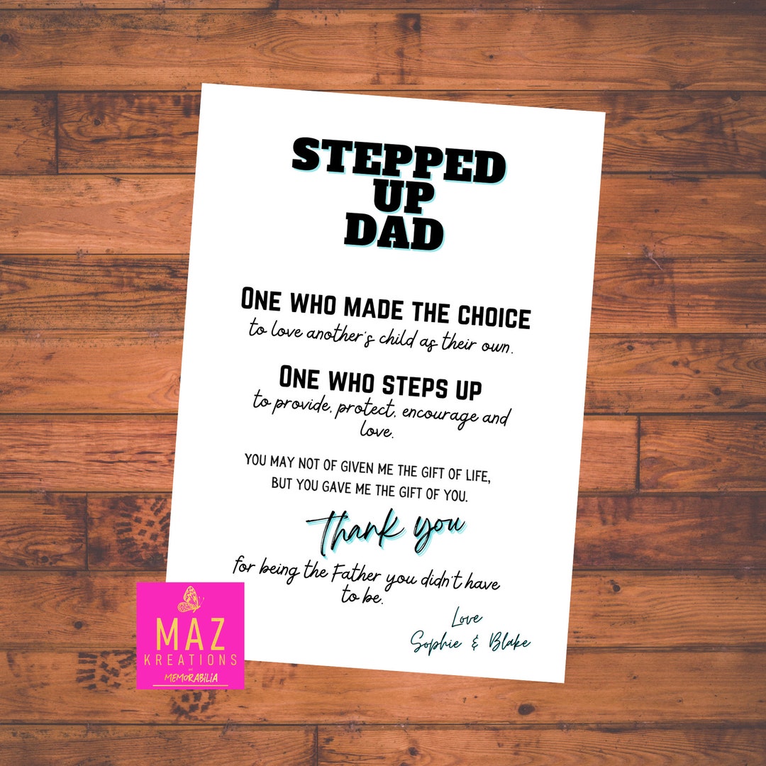 Stepped up Dad Fathers Day Gift Stepdad DIGITAL PRINT - Etsy