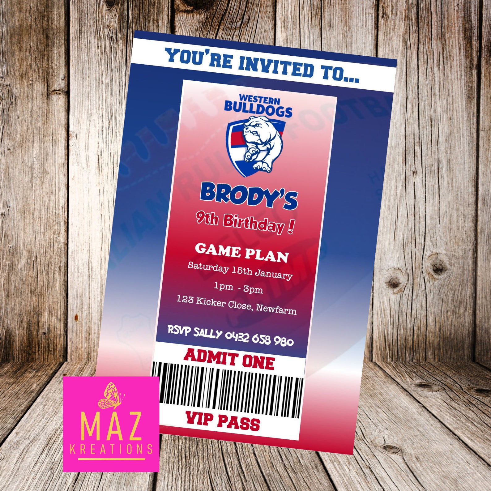 Western Bulldogs AFL Themed Birthday Invitation DIGITAL - Etsy