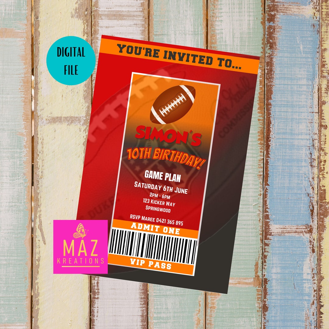 Buccaneers - Football Themed Birthday Invitations - DIGITAL PRINT - Etsy