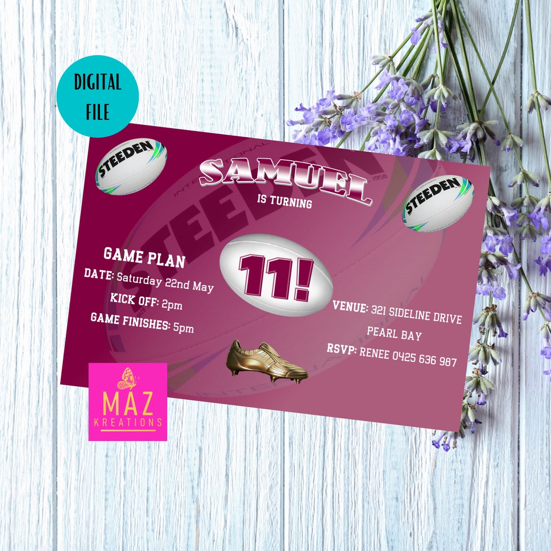 QLD Maroons - NRL Themed Birthday Invitation - DIGITALPRINT - Etsy