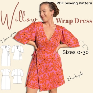 Willow Wrap Dress PDF Sewing Pattern | Size Inclusive A-Q Equal to 0-30 ...