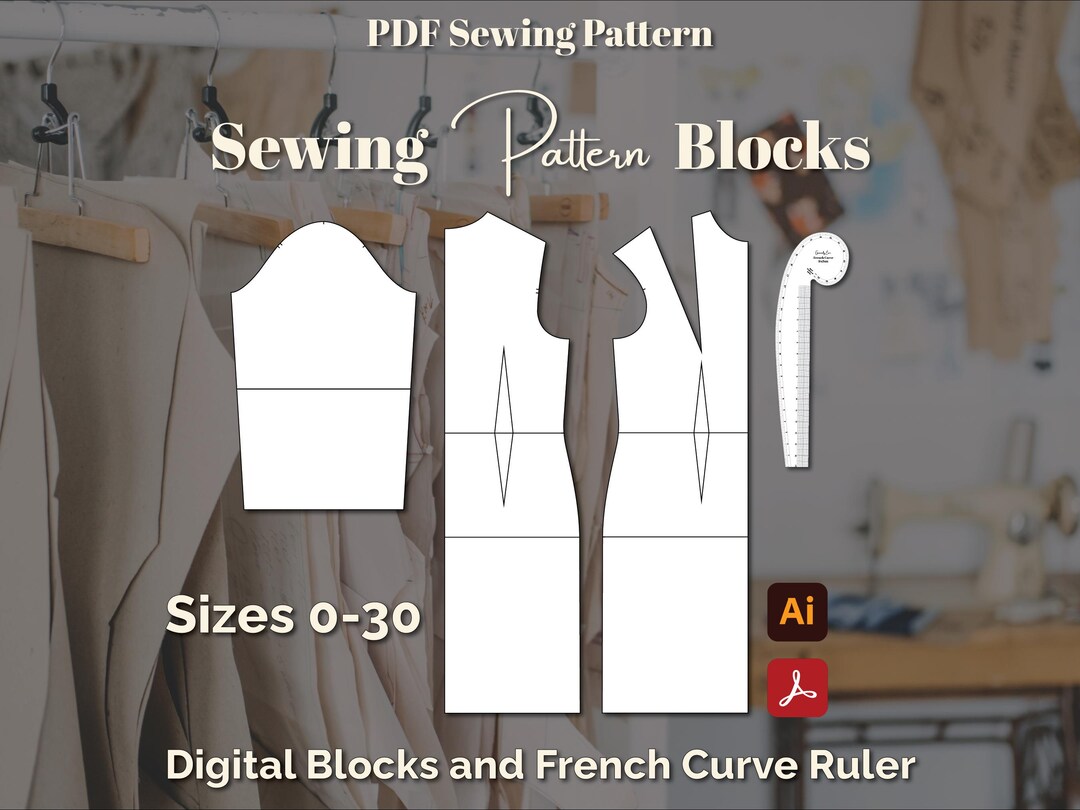 Sewing Pattern Blocks | Sizes 0-30 | Slopers for Patternmaking | Letter/a4, A0 & Projector Files ...