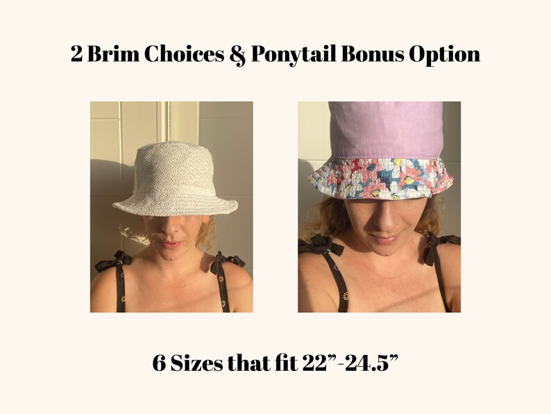 Blake Bucket Hat Pdf Sewing Pattern Ponytail Option 2 Brim - Etsy Australia