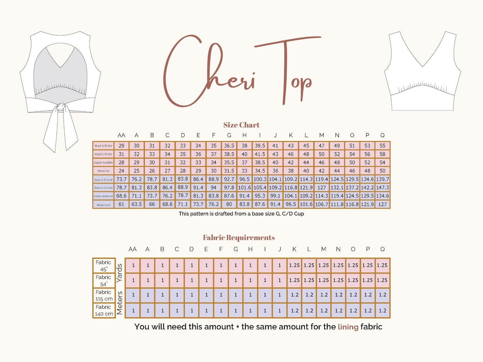Cheri Top | Open Back Bodice | PDF Sewing Pattern | Size Inclusive AA-Q ...