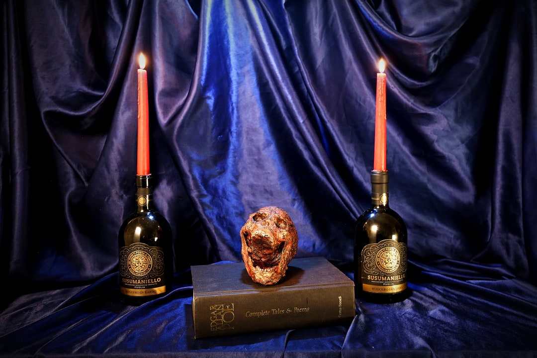 1/3 Scale Burned Human Skull Prop/charred Bloody Human Skull/halloween ...