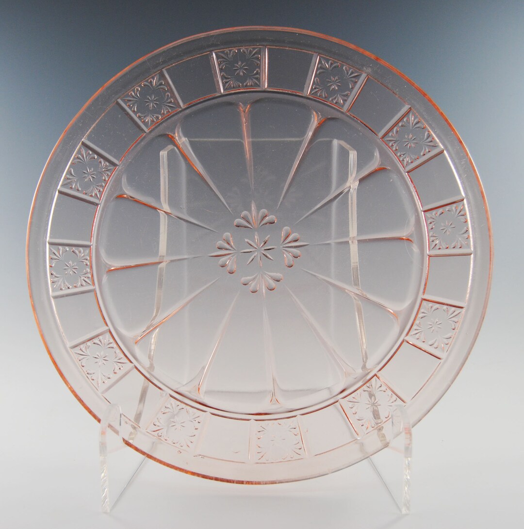 Two Pink Doric Dinner Plates, Jeannette Glass Company, 19335-1938 ...
