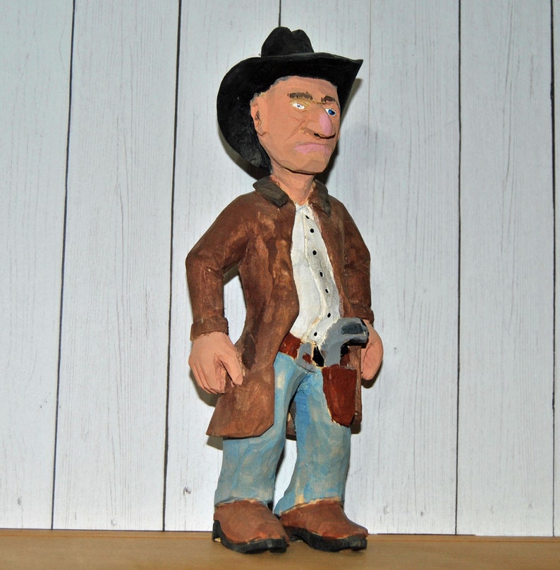 Hand Carved Rustic Cowboy - Etsy