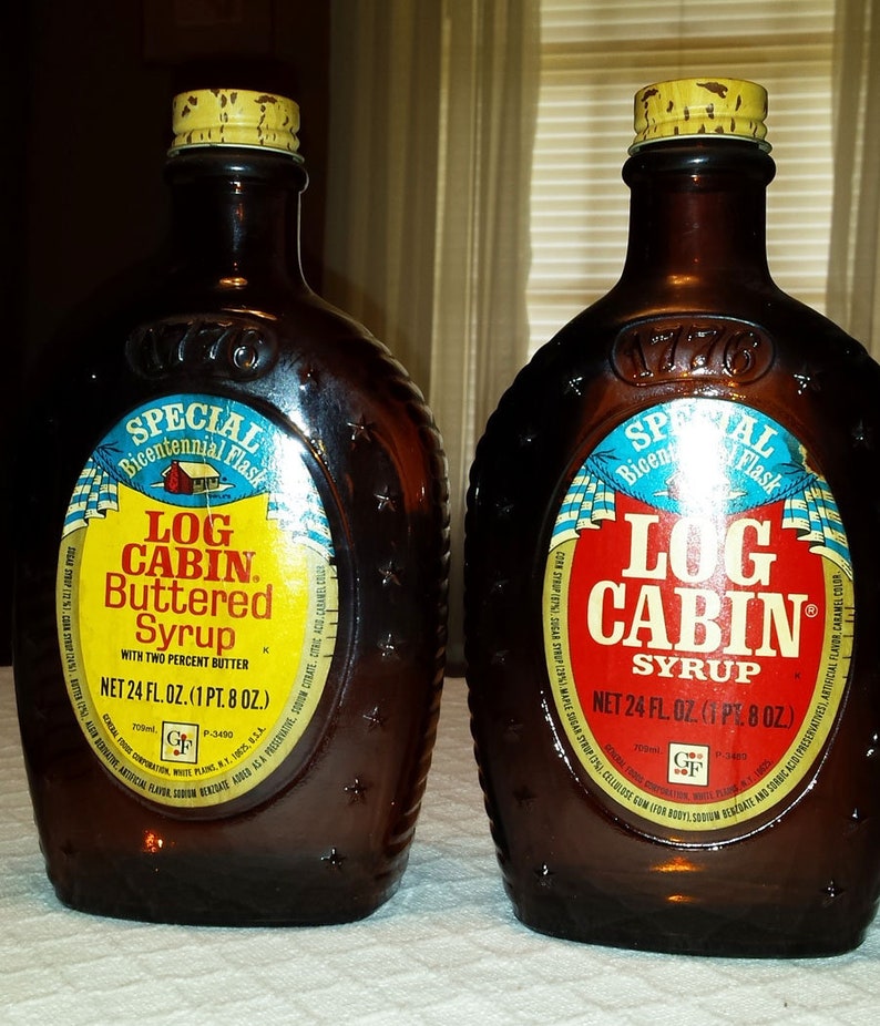 Vintage Bicentennial LOG CABIN Amber Colored Syrup Bottles Set of 2 - Etsy
