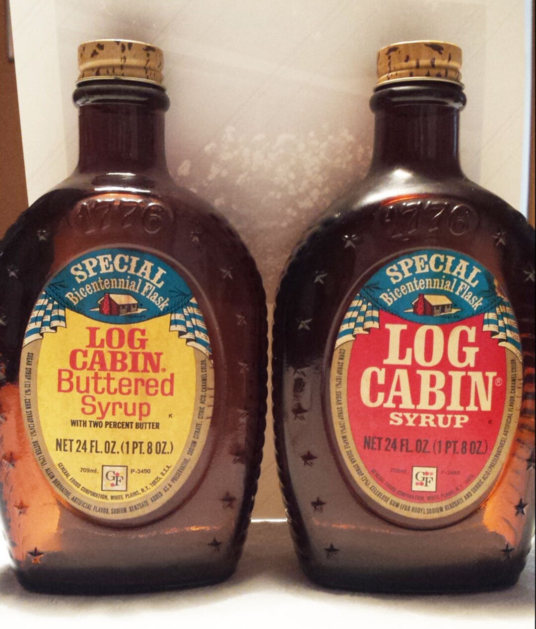 Vintage Bicentennial LOG CABIN Amber Colored Syrup Bottles Set of 2 - Etsy