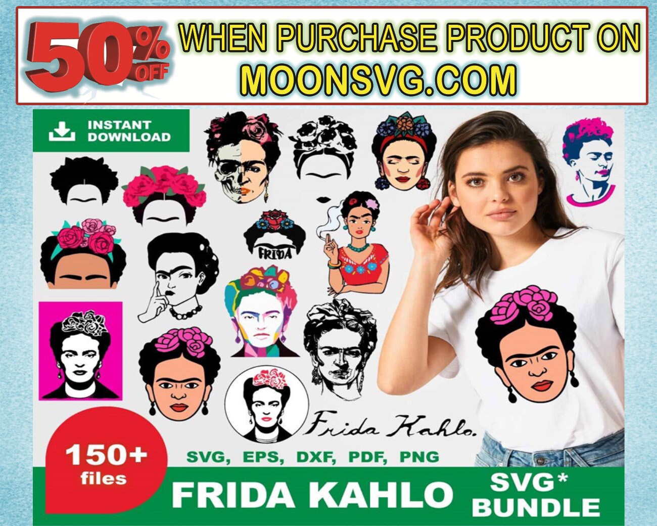 150 Frida Kahlo SVG Frida Kahlo Bundle Svg Frida Kahlo - Etsy
