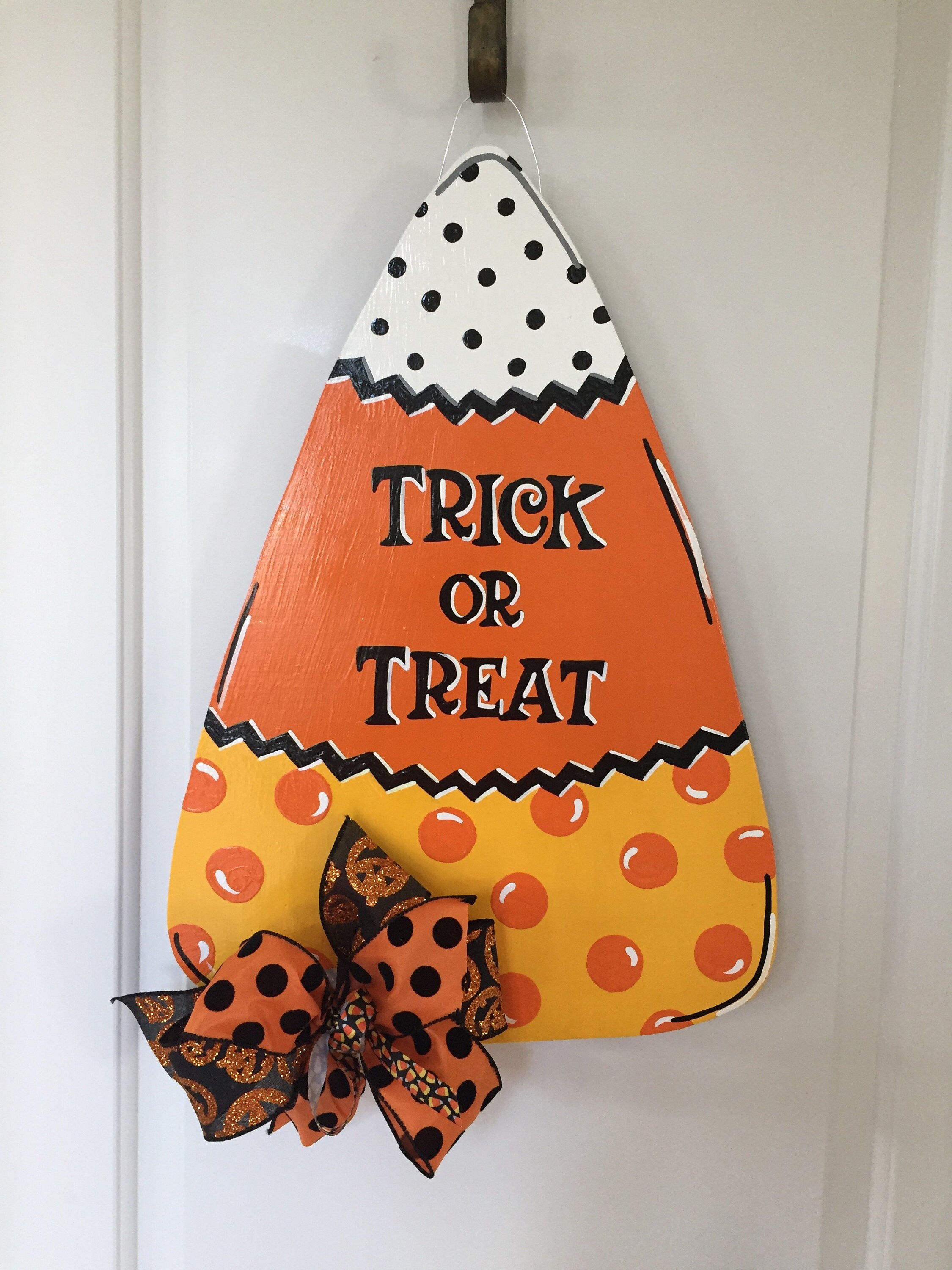 Candy Corn Door Hanger, Halloween Door Hanger, Halloween Door Decor ...