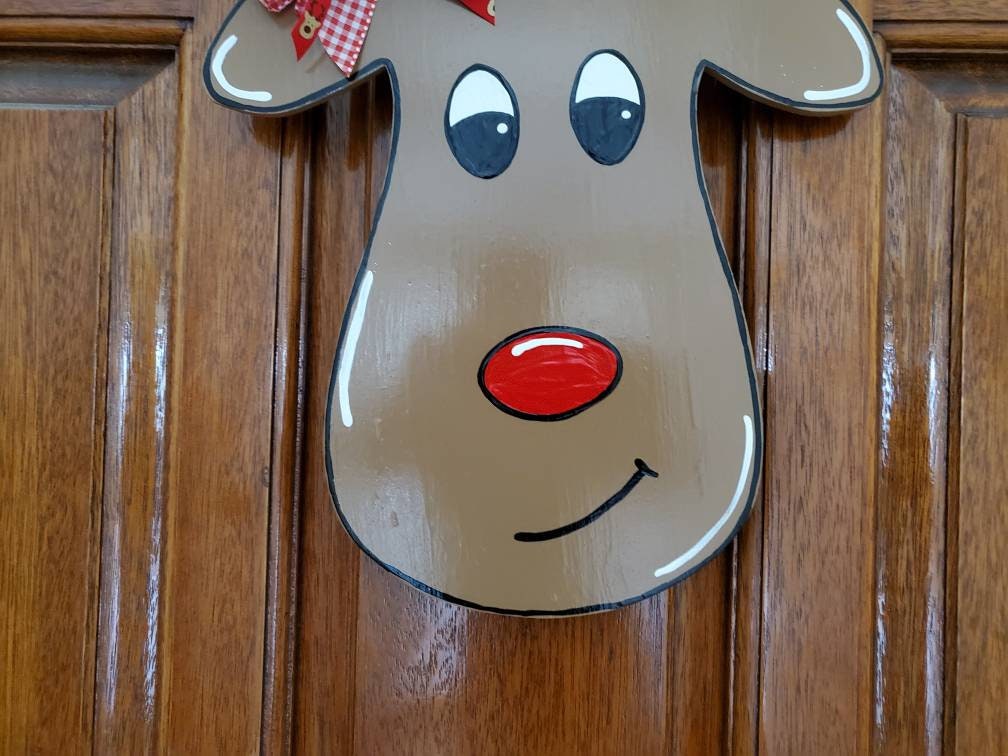 Rudolph the Red Nosed Reindeer Door Hanger Reindeer Door - Etsy