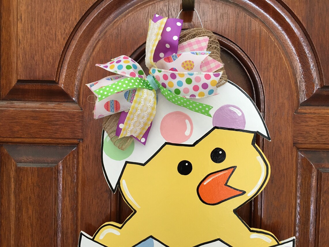 Easter Chick Door Hanger Easter Door Hanger Chick Door - Etsy