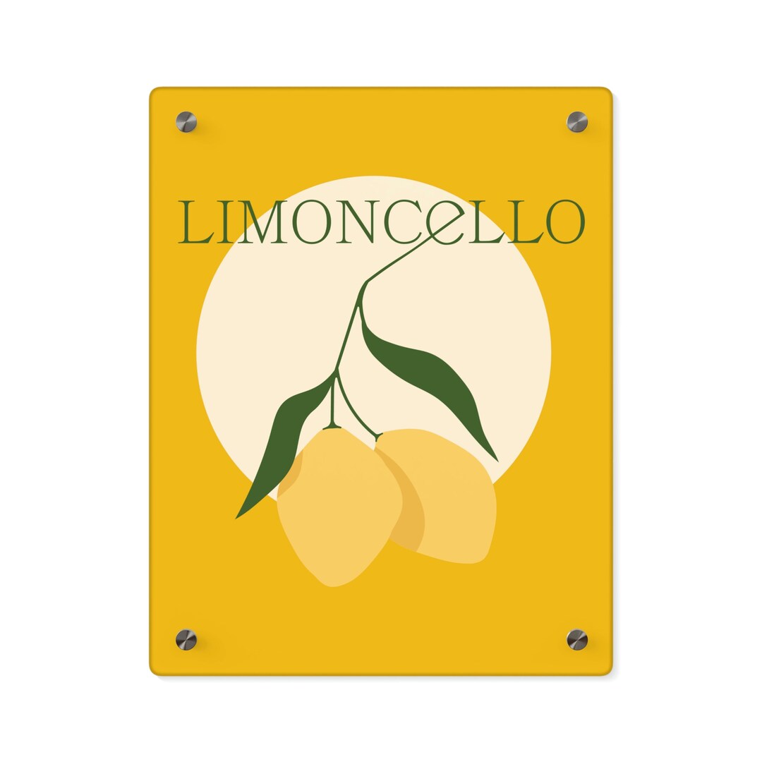 Acrylic Limoncello Wall Art Panels - Vintage Minimalist Lemons Print ...