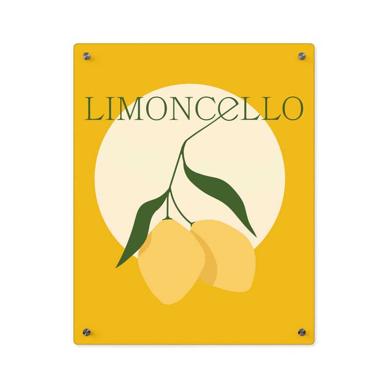 Acrylic Limoncello Wall Art Panels - Vintage Minimalist Lemons Print ...