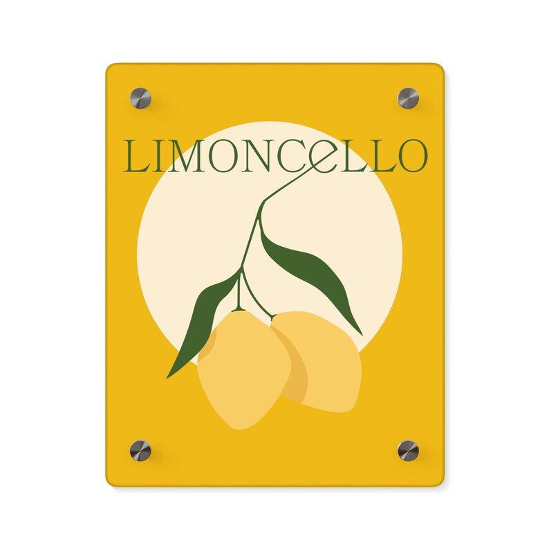 Acrylic Limoncello Wall Art Panels - Vintage Minimalist Lemons Print ...