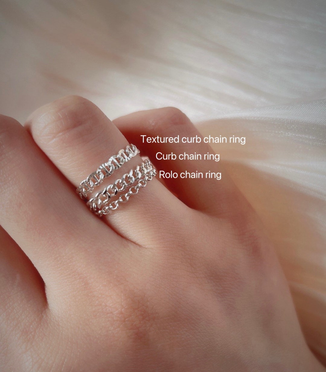 Chain Ring, Curb Chain Ring, Rolo Chain Ring, Stacking Ring, Band Ring ...