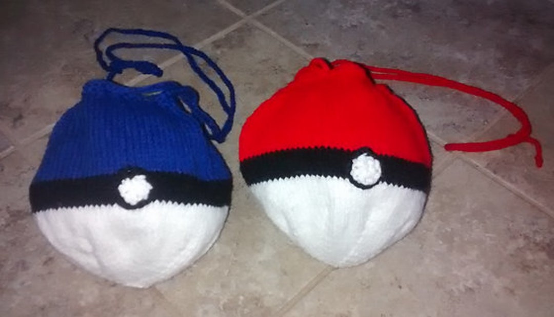 Fun Pokeball Drawstring Bag Knitting Pattern Pdf File - Etsy