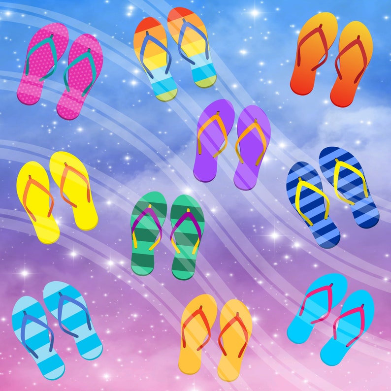 Fun Flip Flops Watercolor Background. PNG Digital File Great for ...