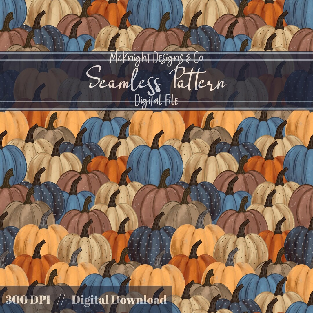 Fall Pumpkin Seamless Pattern PNG | Autumn Thanksgiving Painted Gourd ...