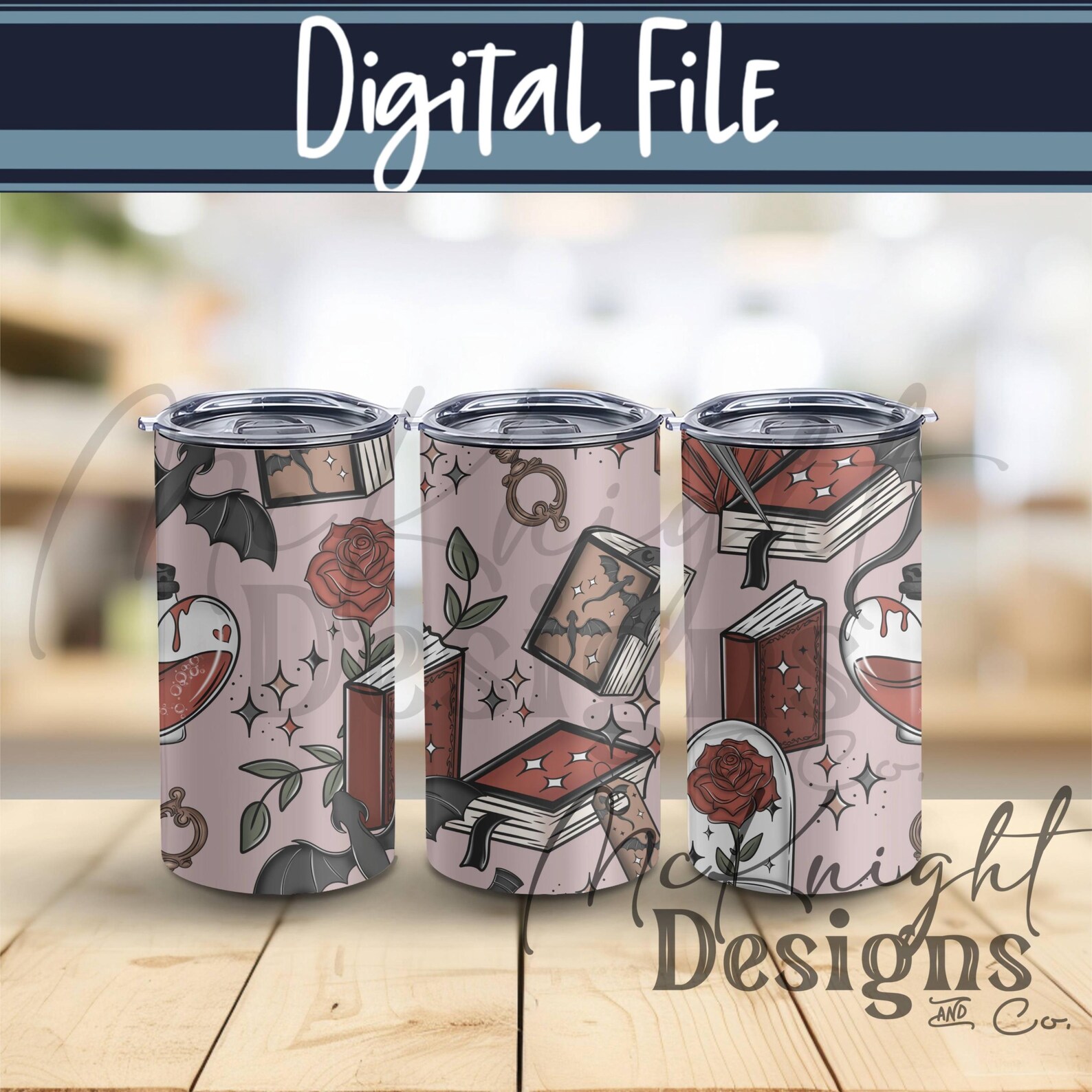 Romantasy Bookish Seamless Pattern - Dark Feminine Romance Fantasy ...