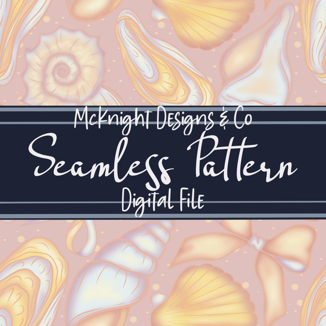 Seashell Coquette Seamless Pattern – Beachy Bow Pink Yellow Girly ...
