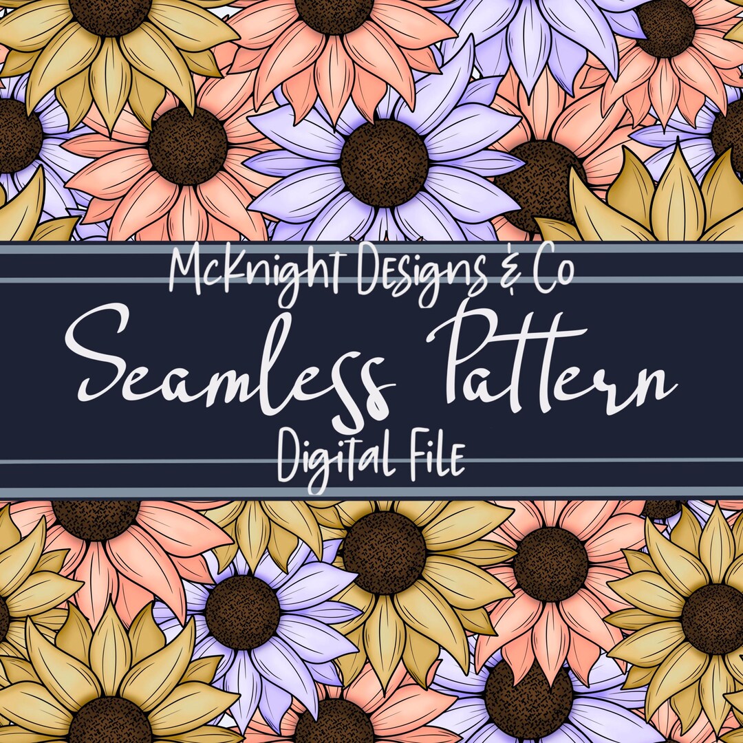 Pastel Sunflower Seamless Pattern Boho Floral Aesthetic Digital Papers ...