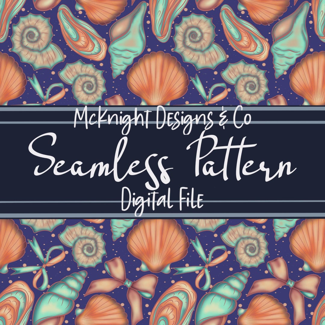 Coquette Seashell Seamless Pattern PNG | Retro Bold Ocean Digital Print ...
